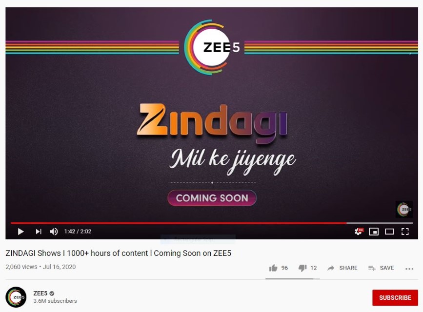 ZEE Entertainment brings back the acclaimed content brand ‘Zindagi’ on ...