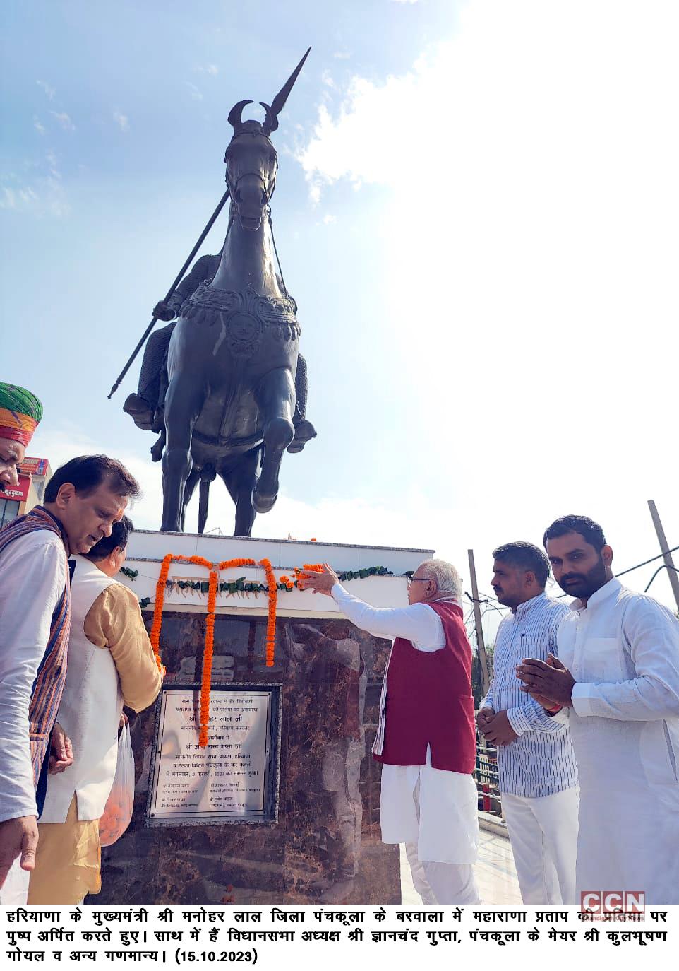CM addressing the gathering during Jan Samvad programme at Barwala ...