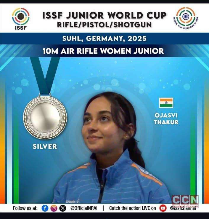 Ojasvi Thakur wins Silver Medal at ISSF Junior World Cup at Germany ...